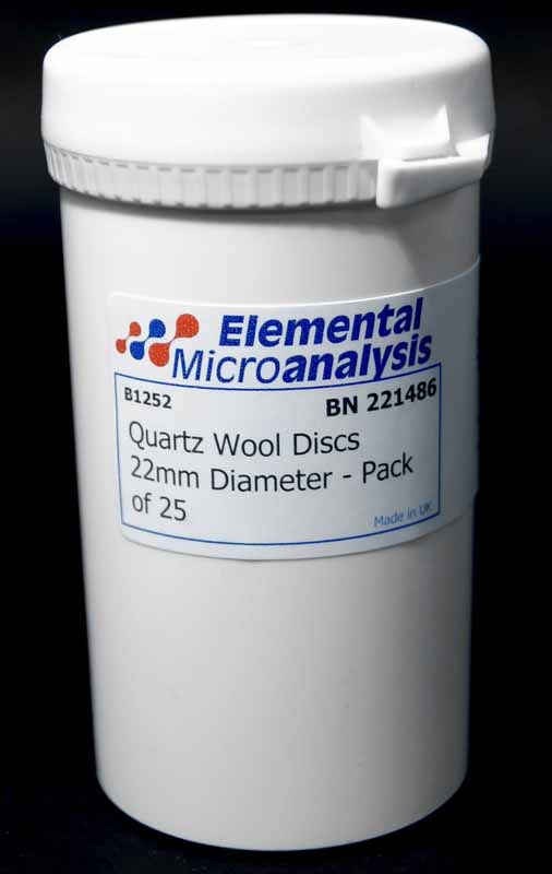 Quartz Wool Discs 22mm Diameter - Pack of 25 - Elemental Microanalysis