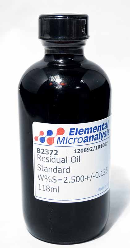 DISCONTINUED Residual Oil Standard Sulphur Range 2.5% 100ml Certificate ...
