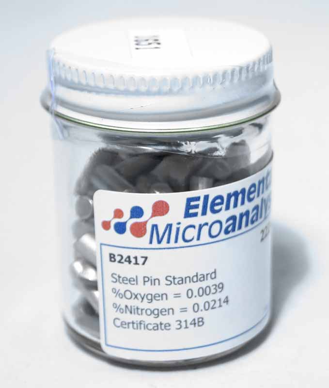 Steel Pin Standard 1 g Approximate values 222ppmN 33ppmO 0.0222%N 0. ...