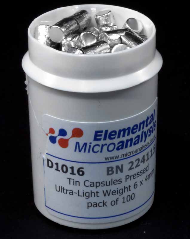 Tin Capsules Pressed Ultra-Light Weight 6 x 4mm pack of 100 - Elemental ...