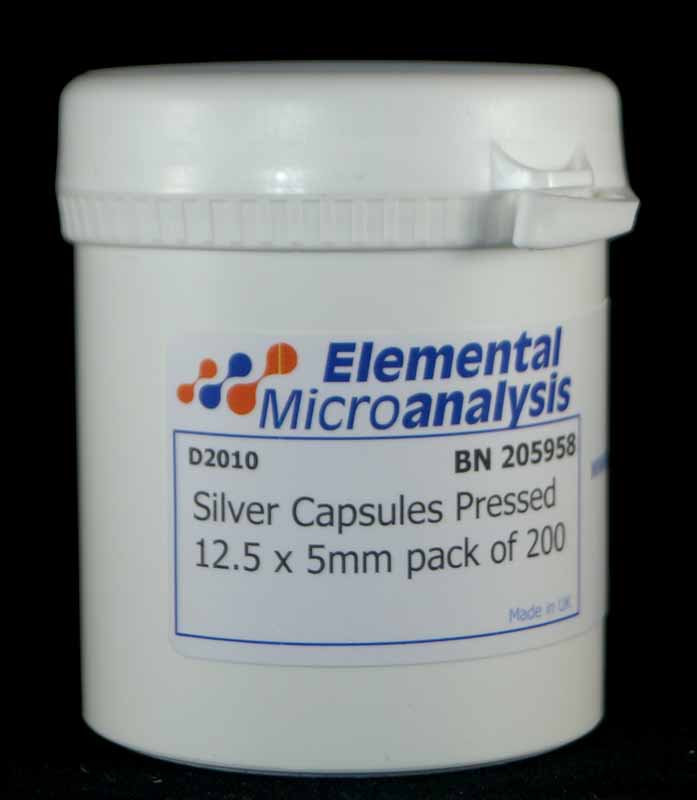 Silver Capsules Pressed 12.5 x 5mm pack of 200 - Elemental Microanalysis