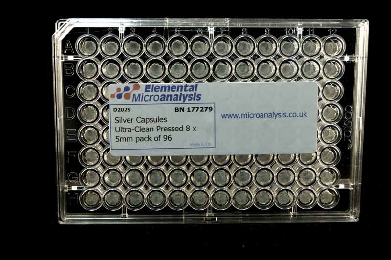 Silver Capsules Ultra-Clean Pressed 8 x 5mm, Multiwell plate of 96 ...