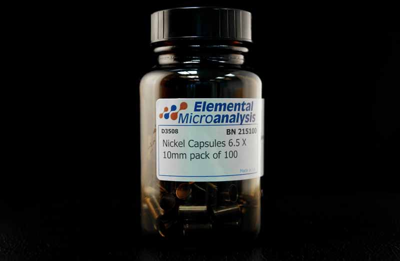 Nickel Capsules 10 x 6.5mm pack of 100 - Elemental Microanalysis