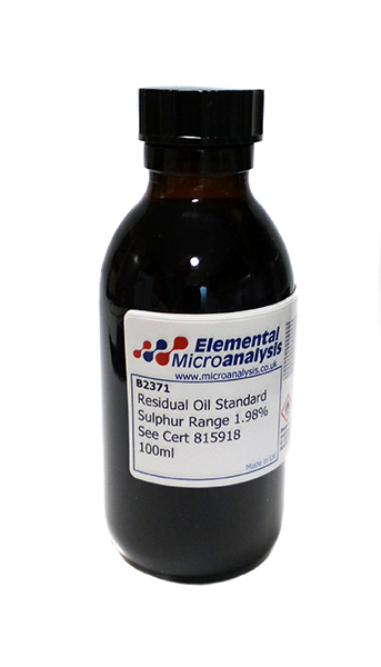 DISCONTINUED Residual Oil Standard Sulphur Range 1.98% See Cert 815918 ...
