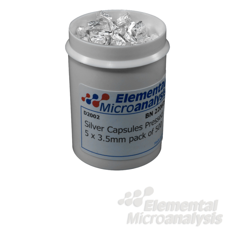 Silver Capsules Pressed 5 x 3.5mm pack of 500 - Elemental Microanalysis