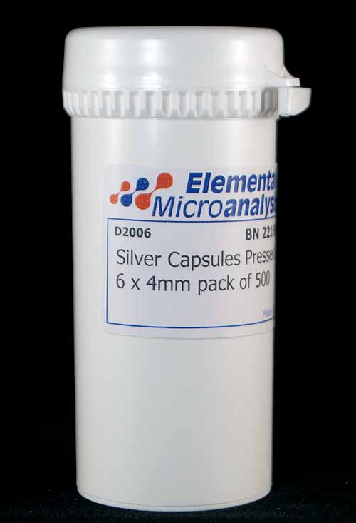 Silver Capsules Pressed 6 x 4mm pack of 100 - Elemental Microanalysis